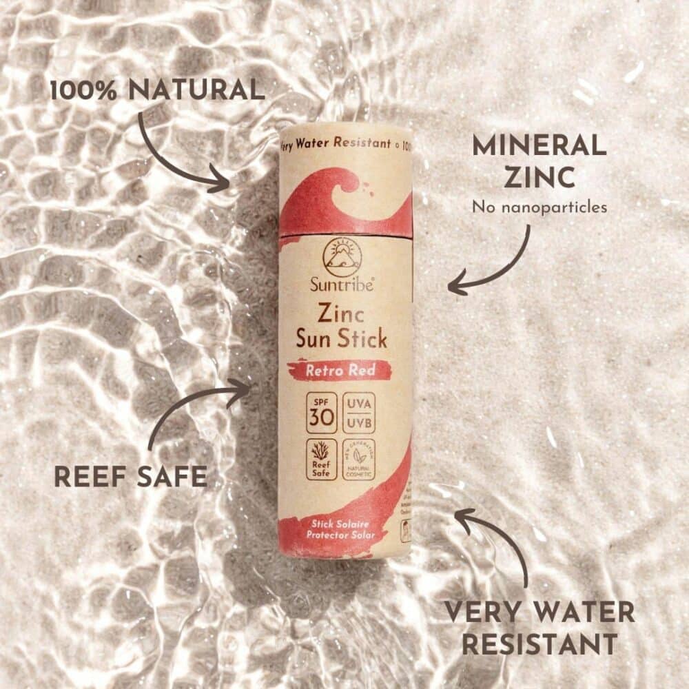 Suntribe Natural Mineral Zinc Sun Stick SPF30 - Retro Red, 30g – SE Suztain